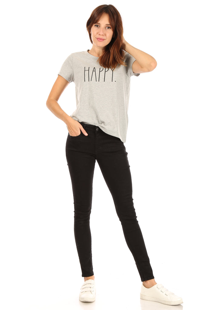 Rae Dunn | Women's "HAPPY" Short Sleeve Icon T-Shirt